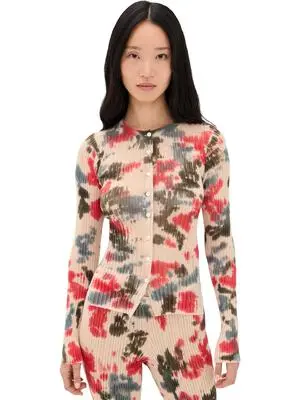 RODEBJER Rodebjer Tie-Dye Ribbed Knit Cardigan