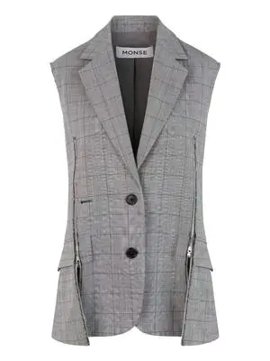 Monse Zipper Tailored Vest - Grey
