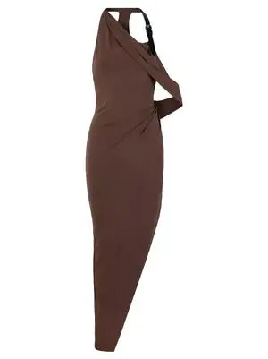 Monse Drape Cowl Asymmetric Dress - Brown