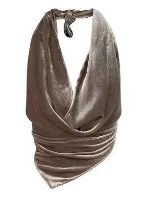 Monse Draped Halter Top - Brown