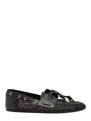 ANCIENT GREEK SANDALS Pliaria Raffia Loafers - Black