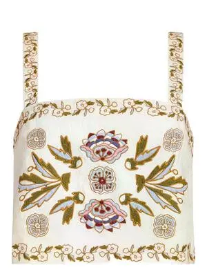 MARIE OLIVER Payton Floral Embroidered Top - Neutrals