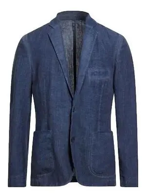 120% Lino Linen Single-breasted Blazer - Navy
