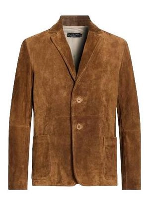 STREET LEATHERS Single-Breasted Leather Blazer Camel
