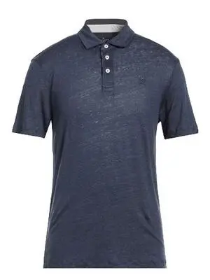 HACKETT Man Polo Shirt Slate Blue Size L Linen Navy