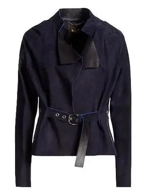 MOORER Leather Jacket - Navy