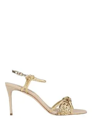 Casadei Leather And Synthetic Material Metallic Two-tone Sandals - Gold