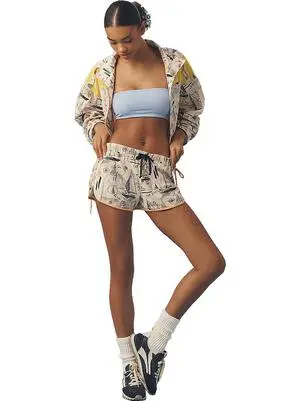 DAILY PRACTICE Printed Drawstring Shorts - Neutral Pattern