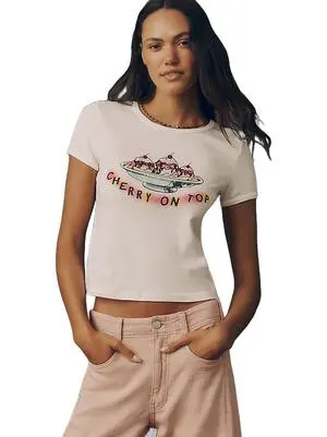MOTHER The Itty Bitty Ringer T-shirt Top - Cherry On Top