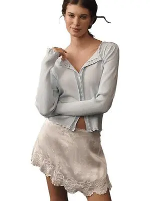 Anthropologie Puff-sleeve Buttondown Top - Blue
