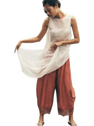 SUNDAY IN BROOKLYN Sheer Maxi Tunic Top - Ivory
