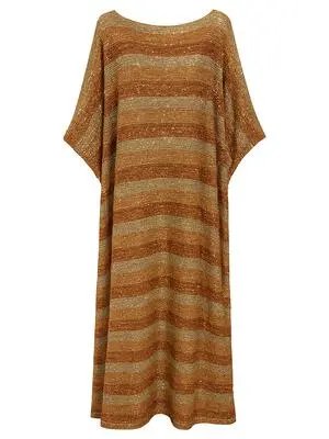 DIMA AYAD Striped Sequined Maxi Kaftan - Multi