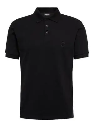 Giorgio Armani Cotton-blend Pique Polo Shirt - Black