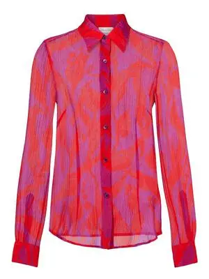 Dries Van Noten Printed Silk Shirt - Red