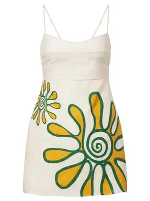 CALA DE LA CRUZ Cala De La Cruz Lucca Printed Linen Minidress Beige