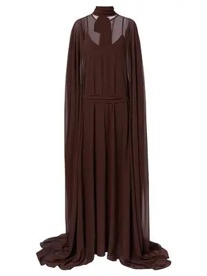 DE LA VALI Nila Chiffon Gown - Brown