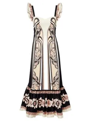La DoubleJ Printed Cotton-blend Midi Dress - Black