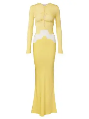 Christopher Esber Verner Cutout Lace-Trimmed Maxi Dress Yellow