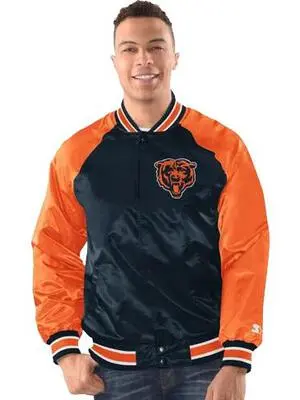 STARTER Chicago Bears Inductee Raglan Full-snap Varsity Jacket - Navy