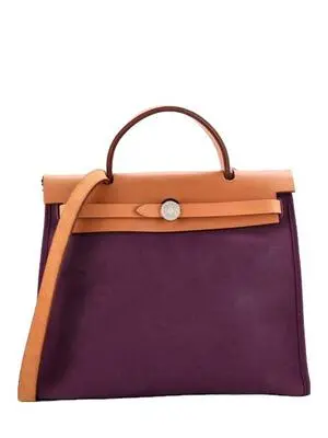 Hermès Herbag Zip Leather And Toile 31 Cassis