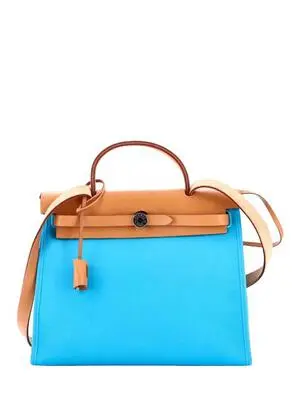 Hermès Herbag Zip Verso Leather And Toile 31 - Blue