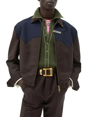Versace Wool And Mohair Western Jacket - Dark Chocolate Dark Navy