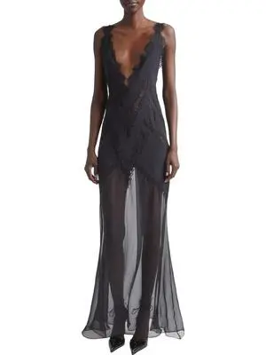 TOM FORD Enverse Satin Lace Slipdress - Black