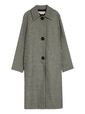 Marni Check Longline Wool Coat - Chy06citrine