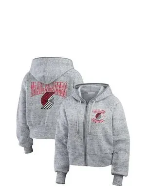 WEAR BY ERIN ANDREWS Portland Trail Blazers Speckled Radiator Full-zip Hoodie - Heather Gray