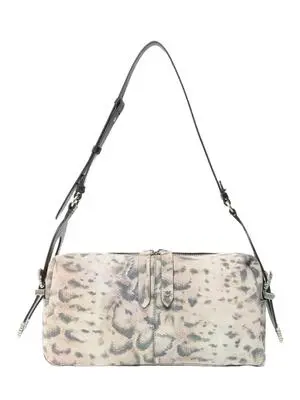 Pinko Python Print Suede Shoulder Bag - Neutrals