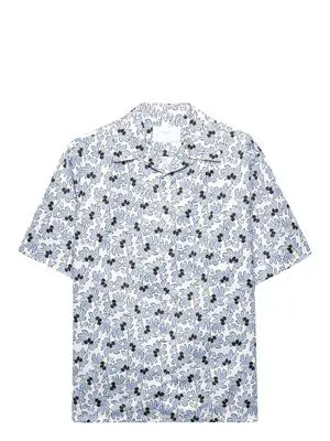 Prada Freesia-print Cotton Blend Bowling Shirt - Blue