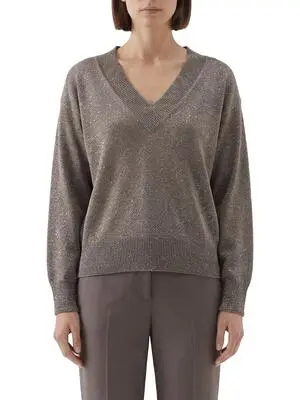 Brunello Cucinelli V-neck Sweater - Mud