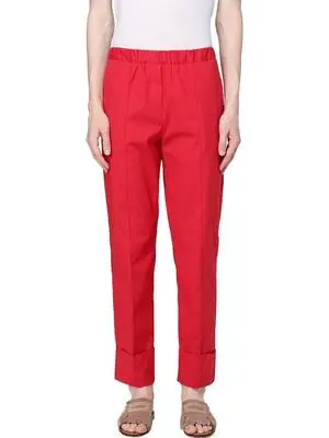 SEMICOUTURE Romana Cotton Poplin Trousers - Red