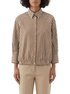 Brunello Cucinelli Brunello Cucinelli Striped Cotton Casual Shirt Brown