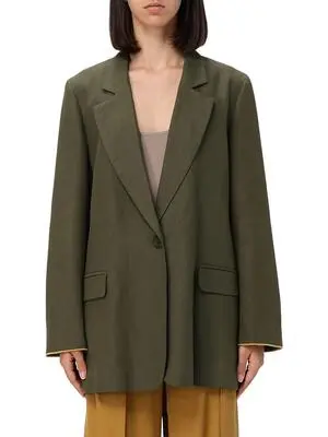 TWINSET Single-breasted Linen Blend Blazer - Green