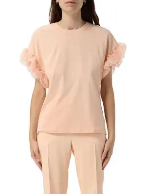 TWINSET Cotton T-shirt With Ruffle Sleeves - Pink