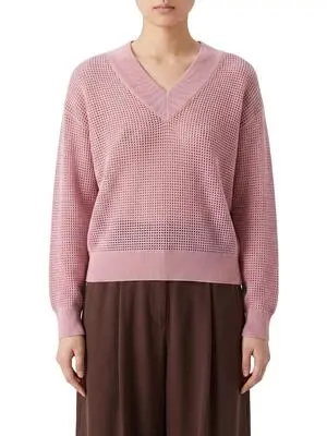 Brunello Cucinelli Brunello Cucinelli V-Neck Knit Sweater Pink