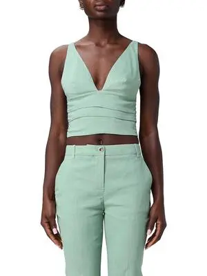 Pinko Pinko Brown V-Neck Cropped Top Green