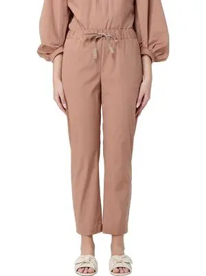 SEMICOUTURE Tailored Trousers With Drawstring Waist - Pink