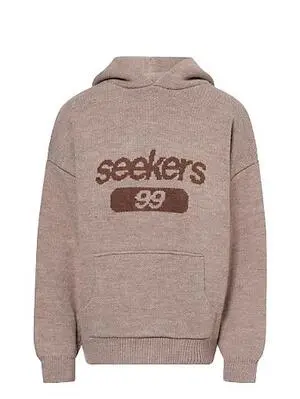 SISTERS & SEEKERS Knitted Hoodie With Logo Detail - Stone