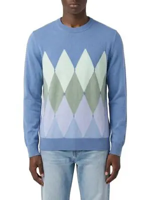 BALLANTYNE Ballantyne Diamond Pattern Cotton And Cashmere Knit Jumper Gnawed Blue