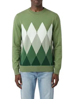 BALLANTYNE Ballantyne Diamond Pattern Cotton And Cashmere Knit Jumper Green