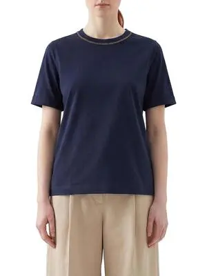 Brunello Cucinelli Embellished T-shirt - Blue