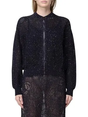 Fabiana Filippi Perforated Knit Zip-up Cardigan - Blue