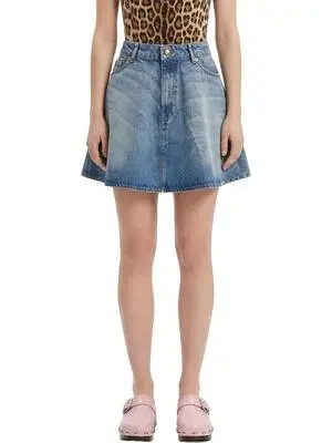 GANNI A-line Denim Mini Skirt - Blue