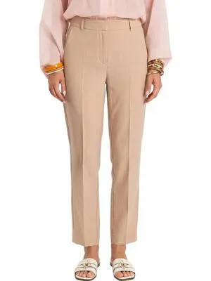 TWINSET Tailored Linen Blend Trousers - Natural