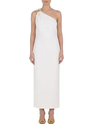 Elisabetta Franchi One-shoulder Embellished Maxi Dress - Ivory