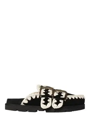 Mou Buckled Slides - Black