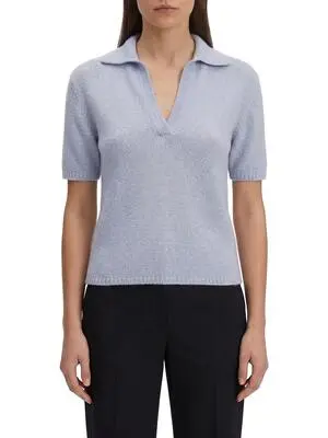 Gabriela Hearst Cashmere Knit Polo Shirt - Gnawed Blue