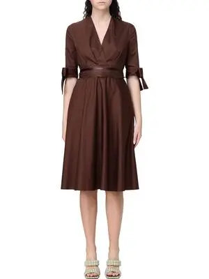 HANITA Hanita Cotton V-Neck Mini Dress With Tie Waist Ebony